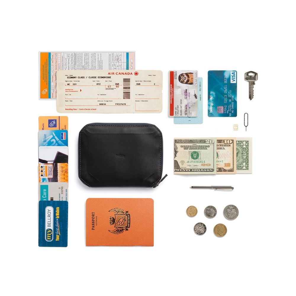 Bellroy ELEMENTS TRAVEL Leather Wallet - Black | Wallets Online