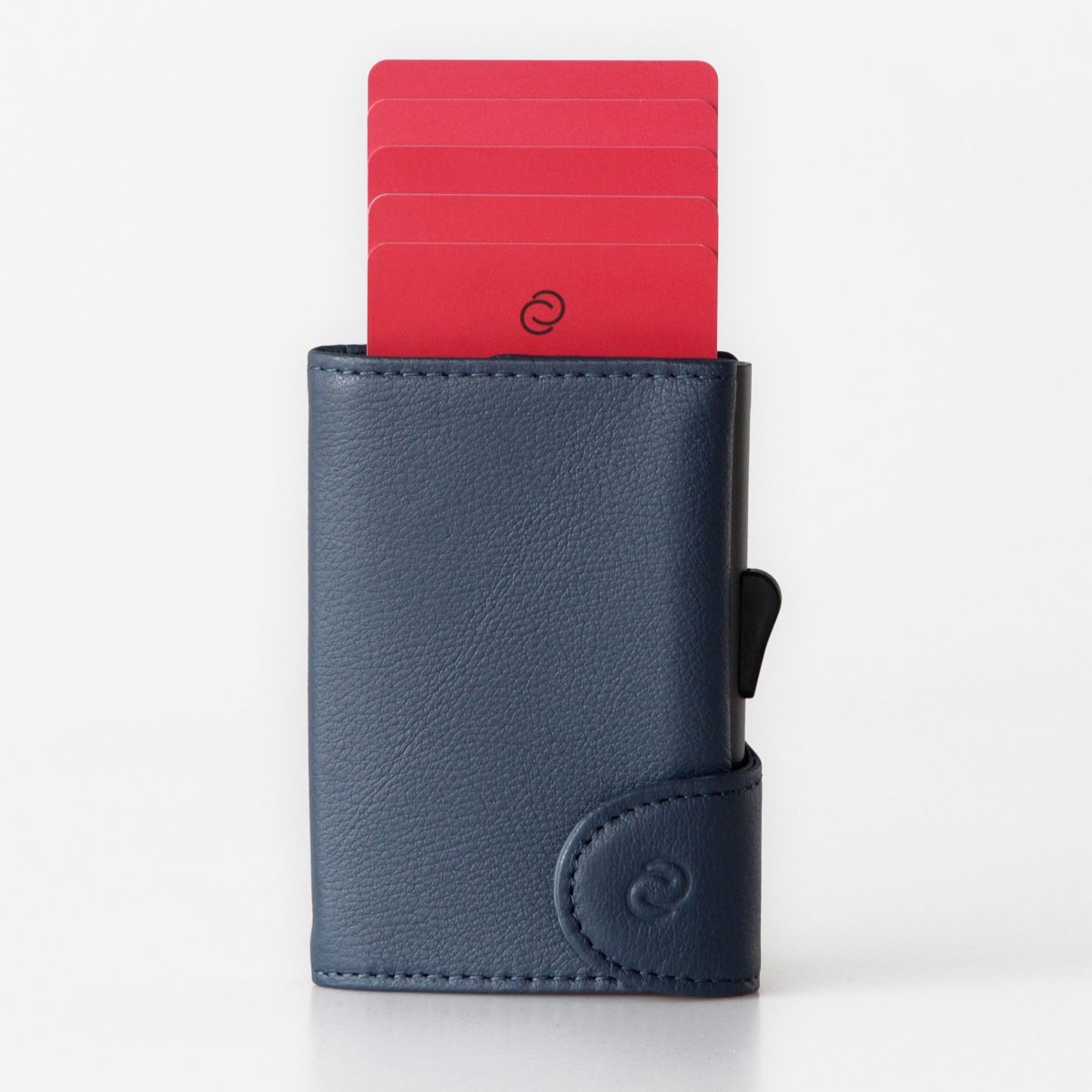C-Secure Aluminum Card Holder with Genuine Leather - Blue Marino ...