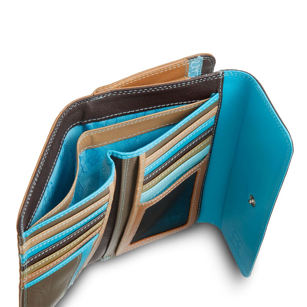DuDu Ladies leather multi color wallet - Dark Brown | Wallets Brands