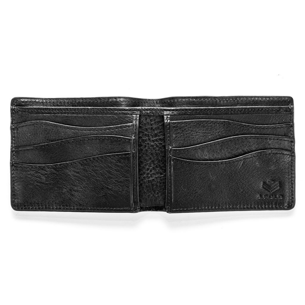 J.FOLD Leather Wallet Furrow - Black | Wallets Online